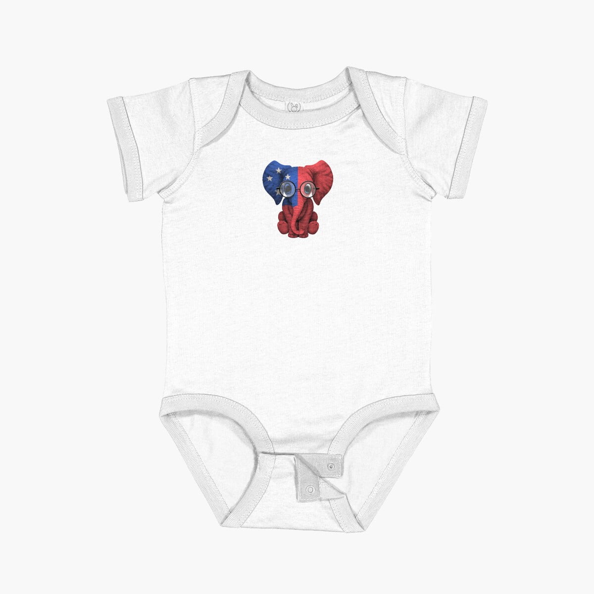 Bella Canvas Baby Elephant With Glasses And Samoan Flag Short Sleeve Baby One-Piece Newborn ...