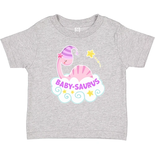 Bella Canvas Baby-Saurus Cute Pink Dinosaur On A Cloud Baby Toddler ...