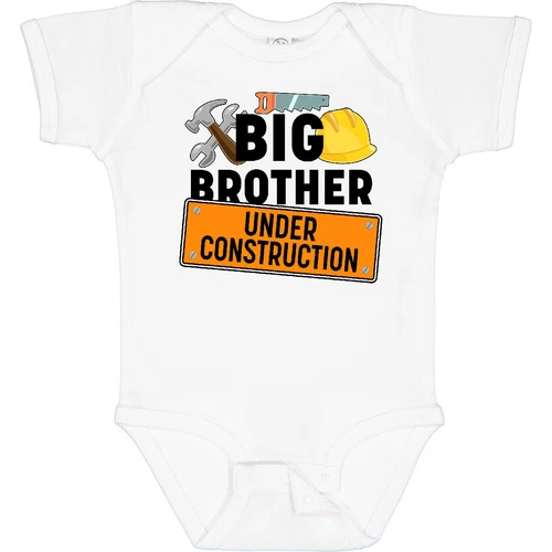 Bella Canvas Big Brother Under Construction Baby Bodysuit Siblings Bro ...