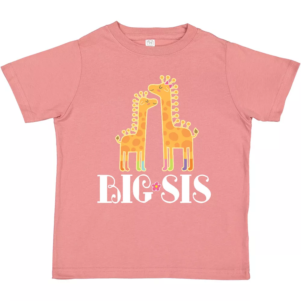 Bella Canvas Big Sis Giraffe Girls Sister Cute Announcement Toddler Shirt Animals Toddler Shirt ...