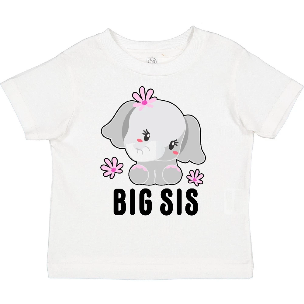 Bella Canvas Big Sis With Cute Elephant With Flower Toddler Shirt Siblings Sister Toddler Shirt ...