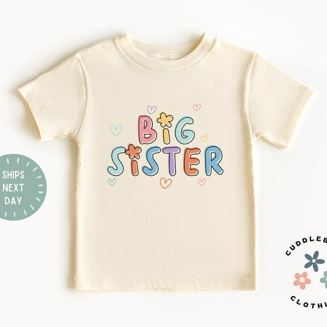 Bella Canvas Big Sister Toddler Shirt, Big Sis Rainbow Hearts Tee, Promoted To Big Sister Shirt ...
