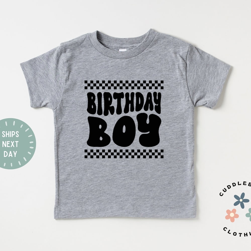 Bella Canvas Birthday Boy Kids Shirt, Retro Checkered Black Birthday Boy Tee, Toddler Boy ...