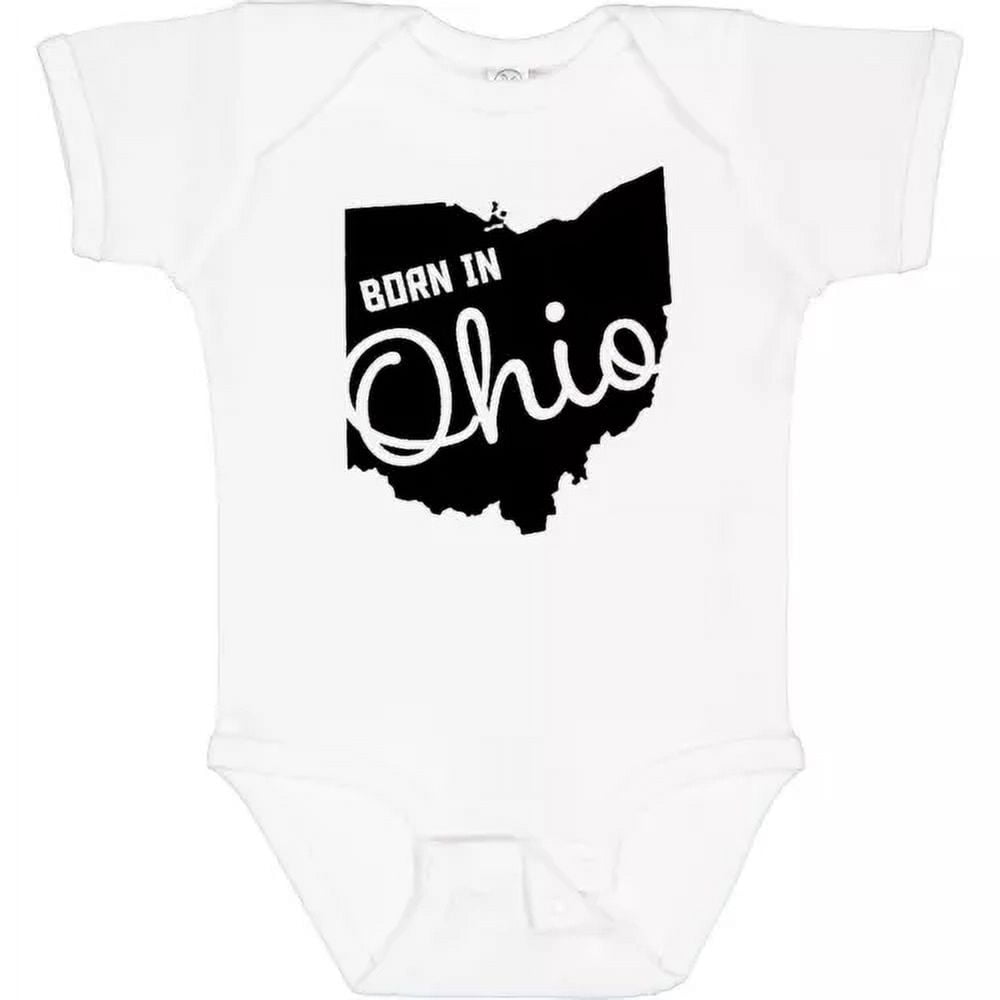 Bella Canvas Born In Ohio Baby Bodysuit Home State Silhouette One-Piece ...