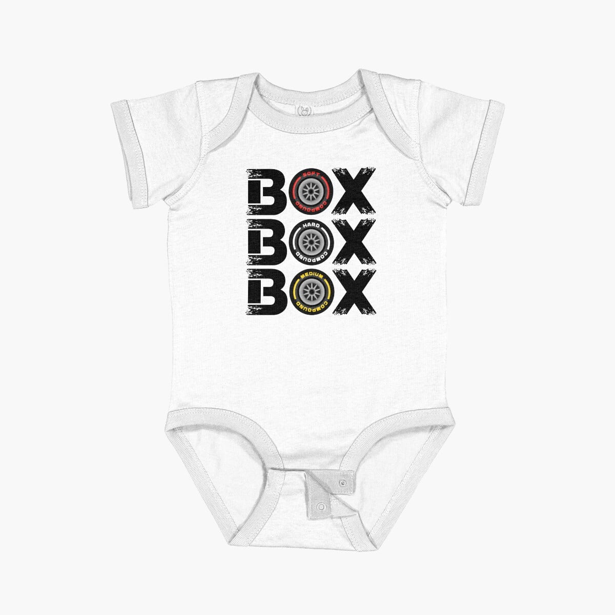 Bella Canvas Box Box Box F1 Tyre Compound V2 Design Short Sleeve Baby ...