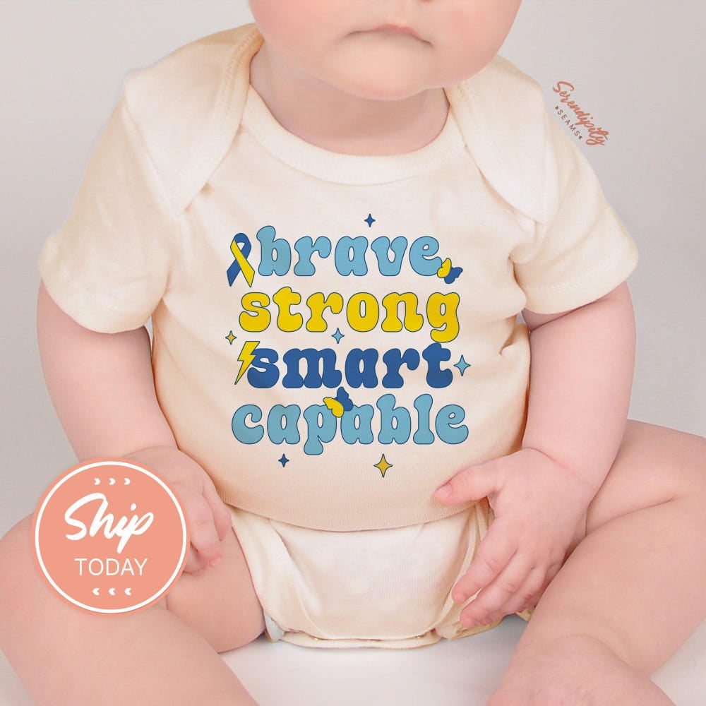 Bella Canvas with Brave Strong Smart Capable, Awareness Baby Clothing ...