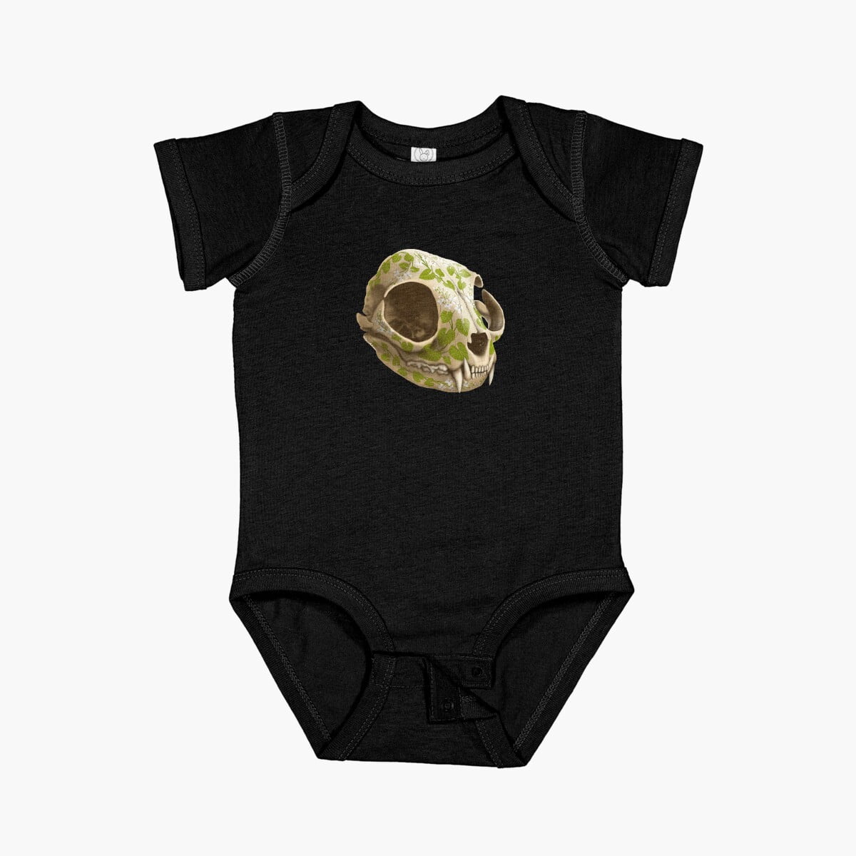 Bella Canvas Cat Skull Decorated With Wasabi Flowers Short Sleeve Baby ...