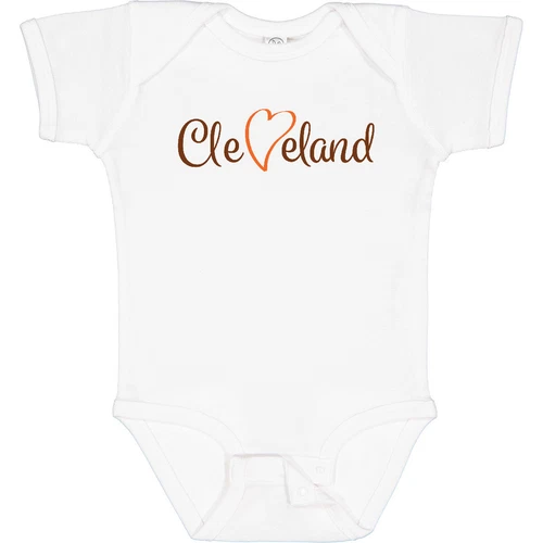 Bella Canvas Cleveland Heart Cursive Orange Baby Bodysuit Ohio Brown ...