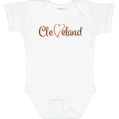 Bella Canvas Cleveland Heart Cursive Orange Baby Bodysuit Ohio Brown ...