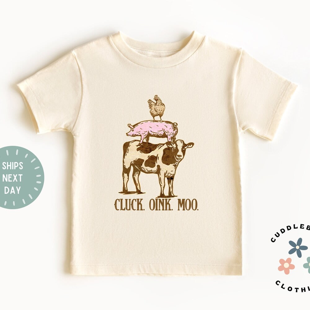 Bella Canvas Cluck Oink Moo Kids Shirt, Farm Kids Tee, Western, Ranch ...