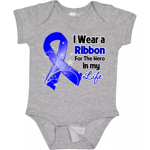 Bella Canvas Colon Cancer Ribbon Hero In My Life Infant Creeper - HDD Awareness I Bodysuit ...