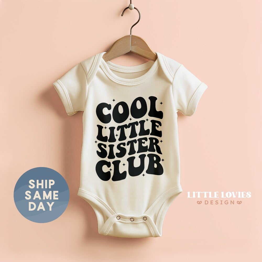 Bella Canvas with Cool Little Sister Clubs, Sibling Announcement, New Baby Reveal, Baby Shower ...