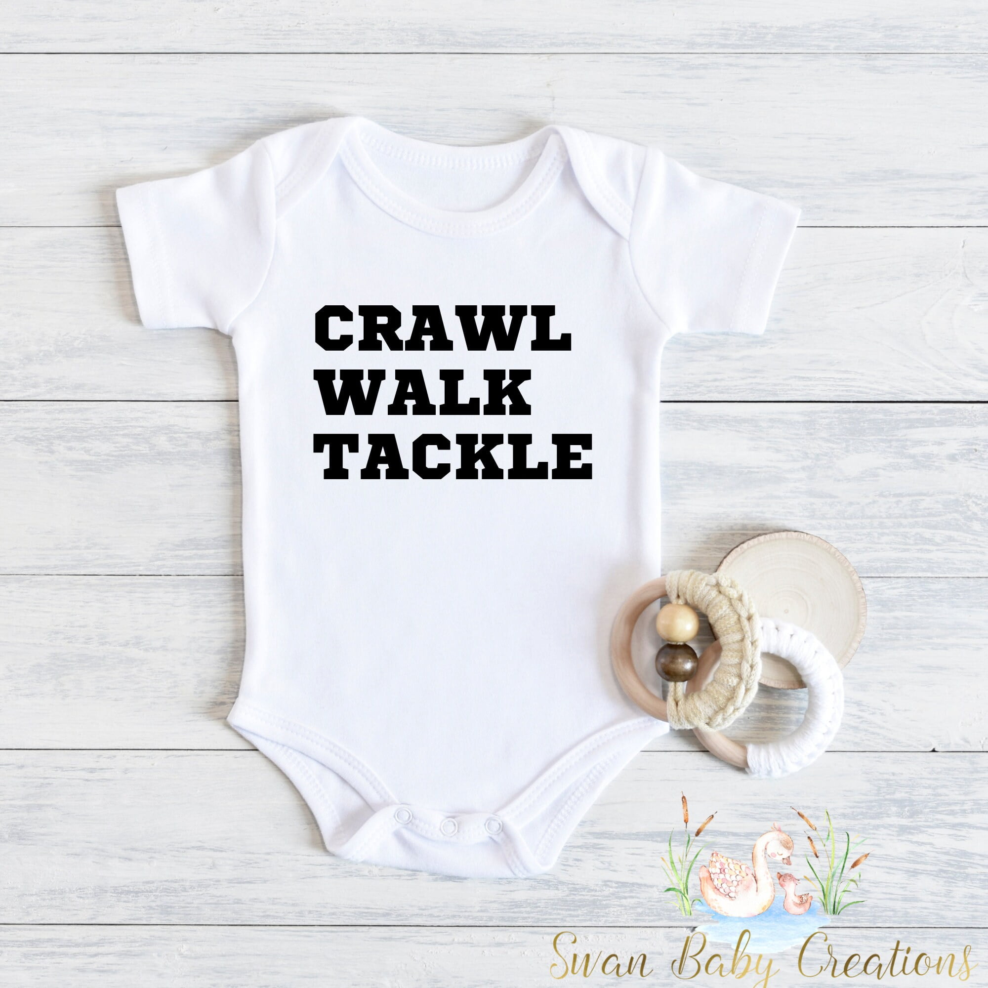 Bella Canvas with Crawl. Walk. Tackle. Football, Infant, Cute Infant ...