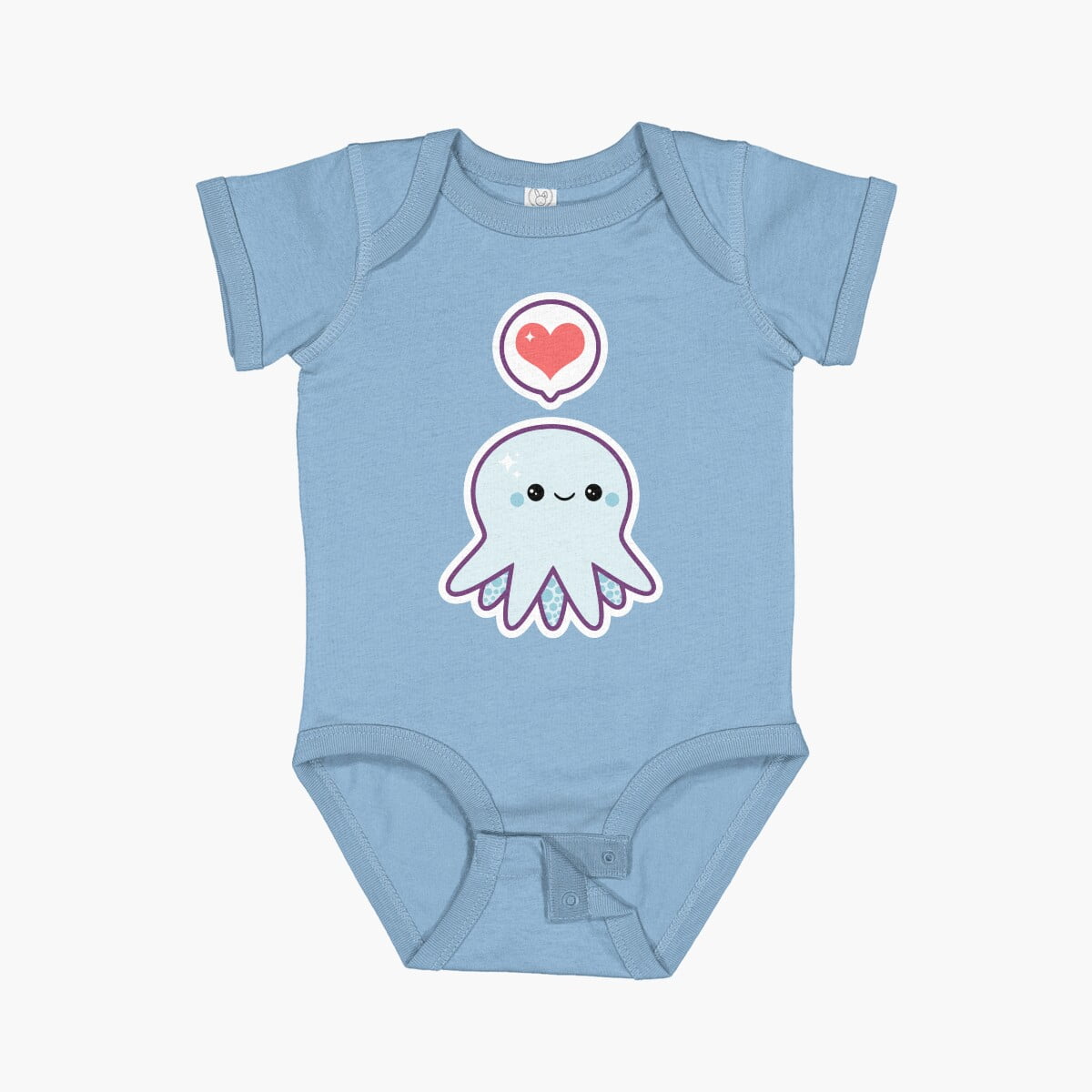 Bella Canvas Cute Blue Octopus Short Sleeve Baby One-Piece Newborn ...