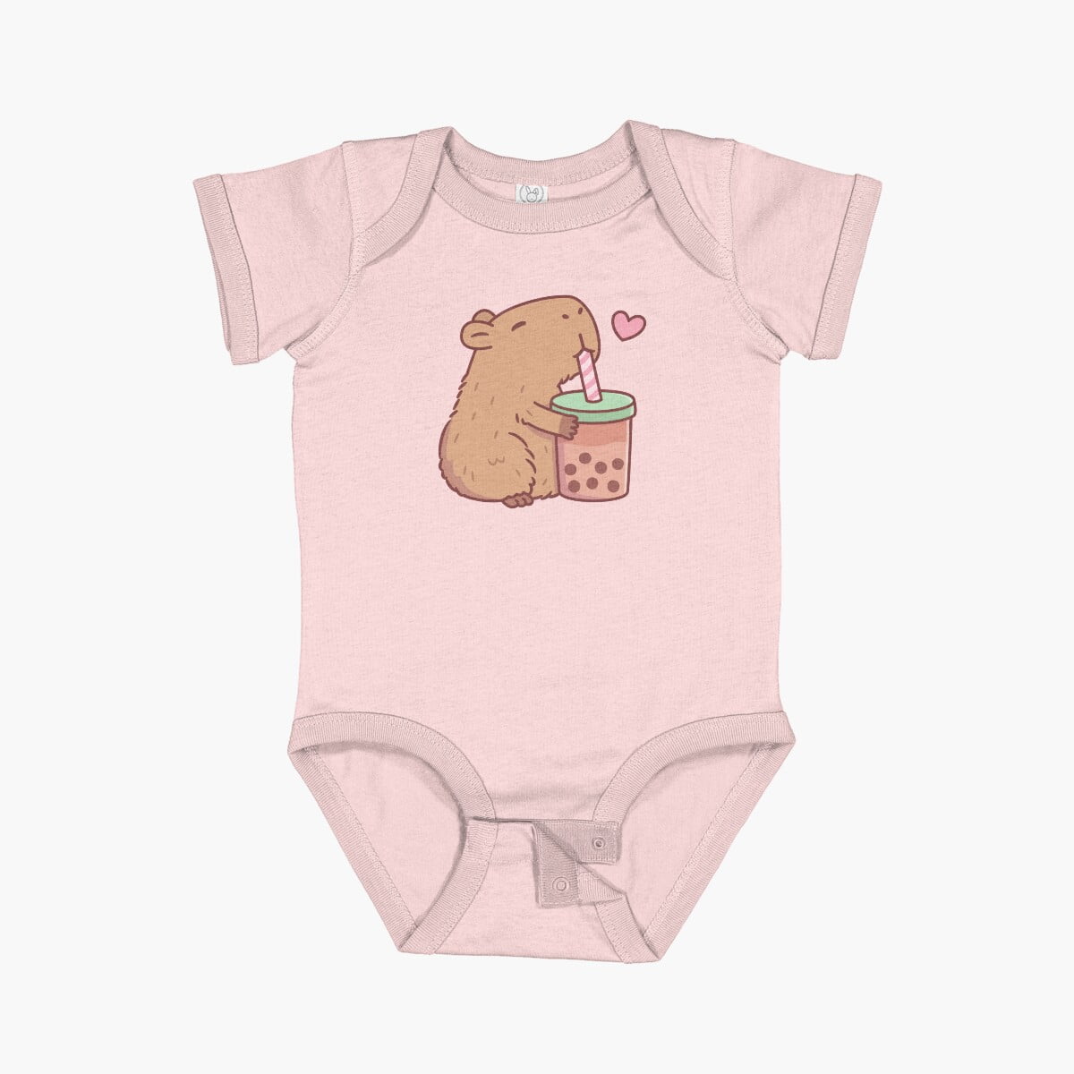 Bella Canvas Cute Capybara Loves Bubble Tea Short Sleeve Baby One-Piece ...