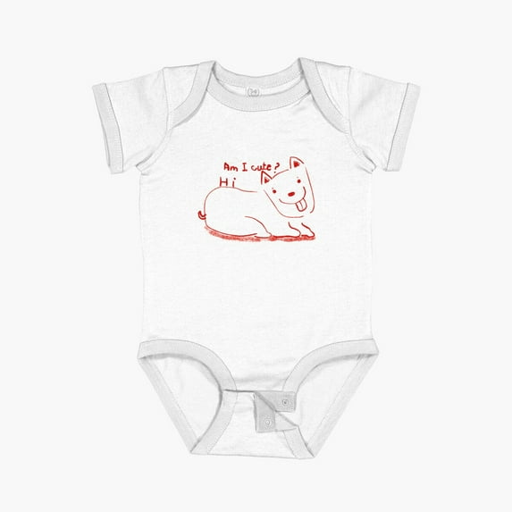Bella Canvas Cute Dog Line Art Cartoon Doodle Am I Cute Short Sleeve ...