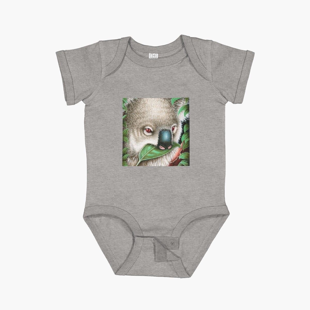 Bella Canvas Cute Koala Munching A Leaf Short Sleeve Baby One-Piece ...