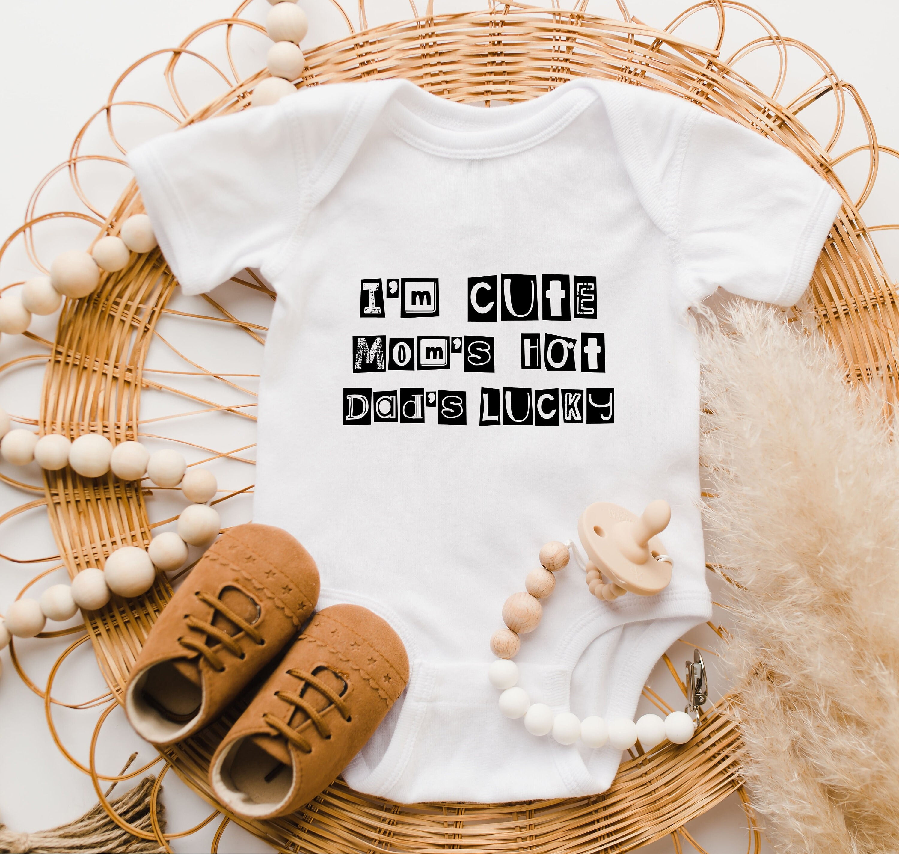 Bella Canvas with I'M Cute Mom'S Hot Daddy'S Lucky, Funny, Pregnancy ...