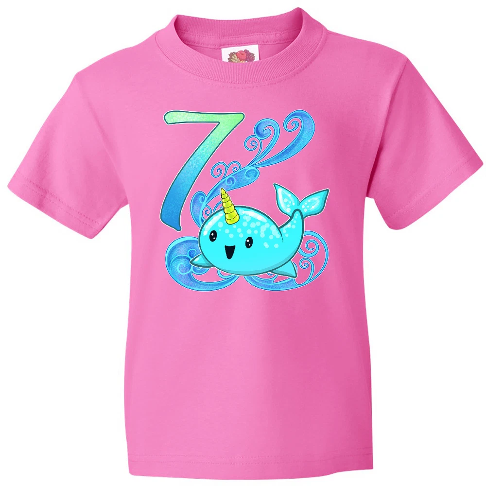 Bella Canvas Cute Narwhal Seventh Birthday Birthdays 7th 7 Seven Old ...