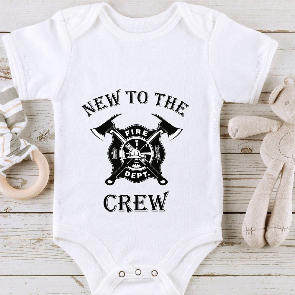 Bella Canvas Cute New to the Crew Bodysuit, Firefighter Baby, Fireman ...