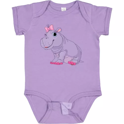 Bella Canvas Cute Purple Hippo Infant Creeper Hippopotamus Animal Wild ...