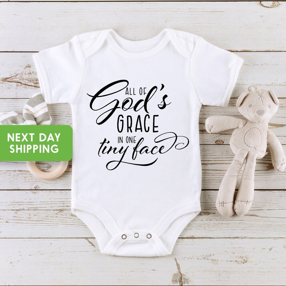 Bella Canvas Cute Religious, All Of God's Grace In One Tiny Face, Baby ...