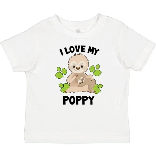 Bella Canvas Cute Sloth I Love My Poppy With Green Leaves Baby Toddler Shirt Animals Wild ...