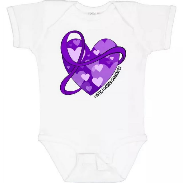Bella Canvas Cystic Fibrosis Awareness- Purple Ribbon Around Heart Baby Bodysuit - Walmart.com
