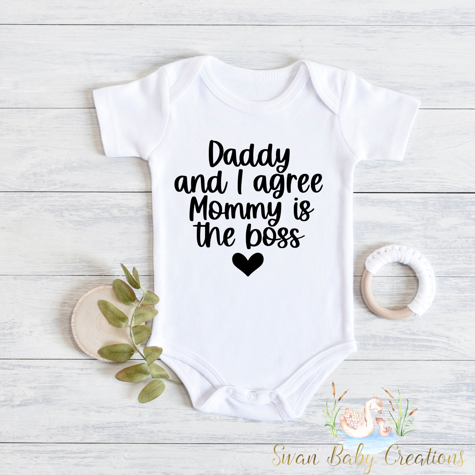 Bella Canvas with Daddy And I Agree Mommy Is The Boss, Funny Mom Baby ...
