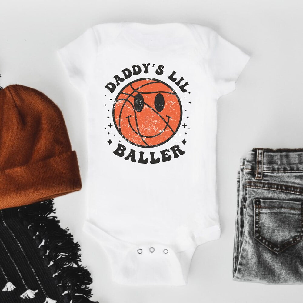 Bella Canvas with Daddy'S Little Baller, Basketball,, Baby Boy Outfit ...