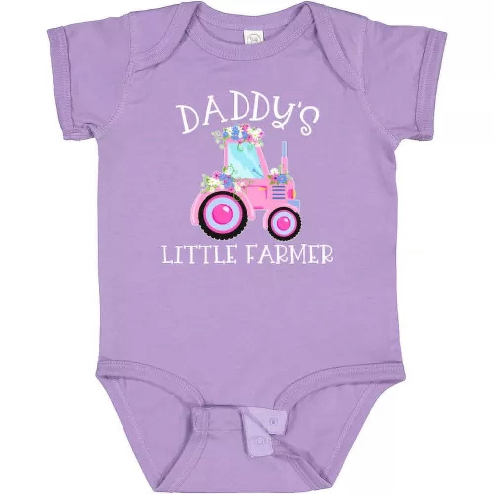 Bella Canvas Daddy's Little Farmer- Pink Tractor And Flowers Baby Kids ...