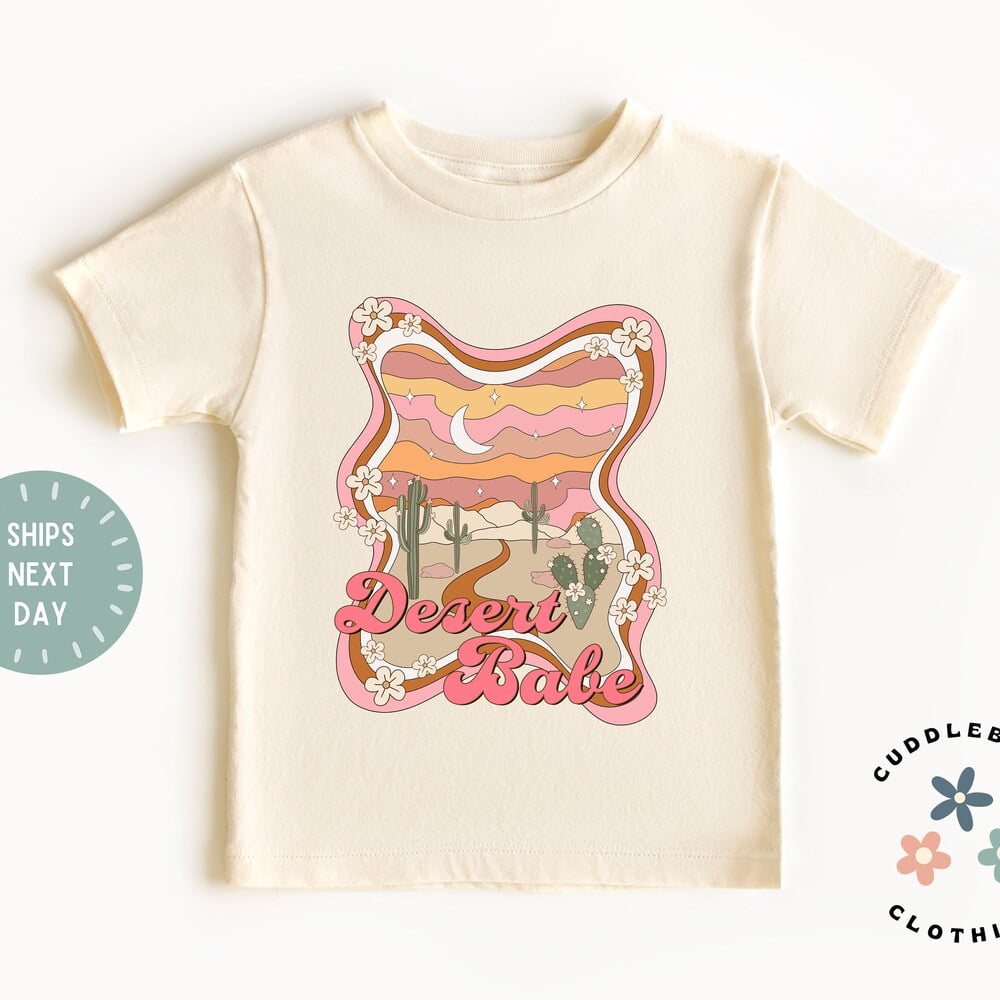 Bella Canvas Desert Babe Kids Tee, Retro Boho Desert Toddler Girl Shirt, Birthday Girl, Gift for ...
