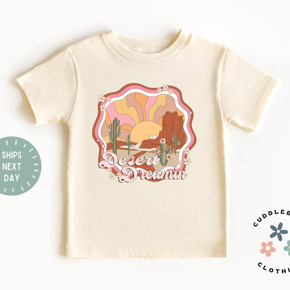 Bella Canvas Desert Dreamin Kids Tee, Retro Boho Desert Sunset Cact ...