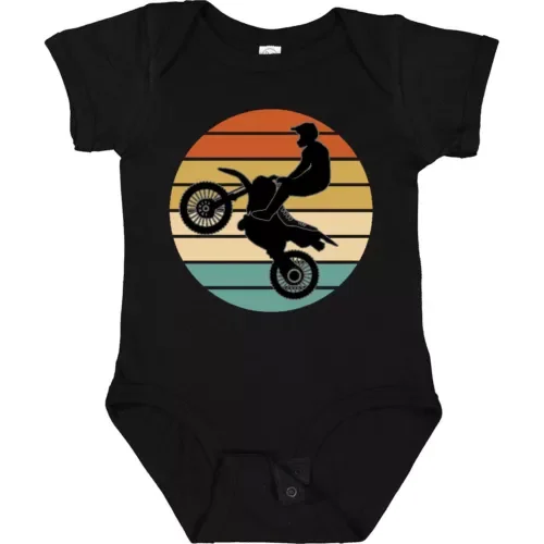 Bella Canvas Dirt Biking Motocross Retro Infant Creeper Bike Motorbike Sports Icon Baby Bodysuit ...