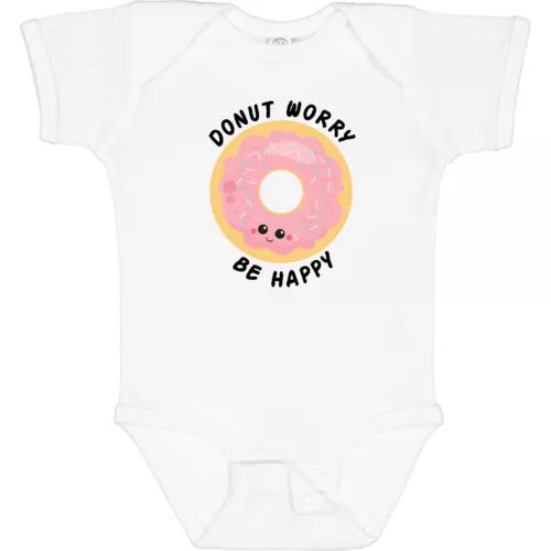 Bella Canvas Donut Worry Be Happy Pink Sprinkle Donut` Baby Food Humor ...