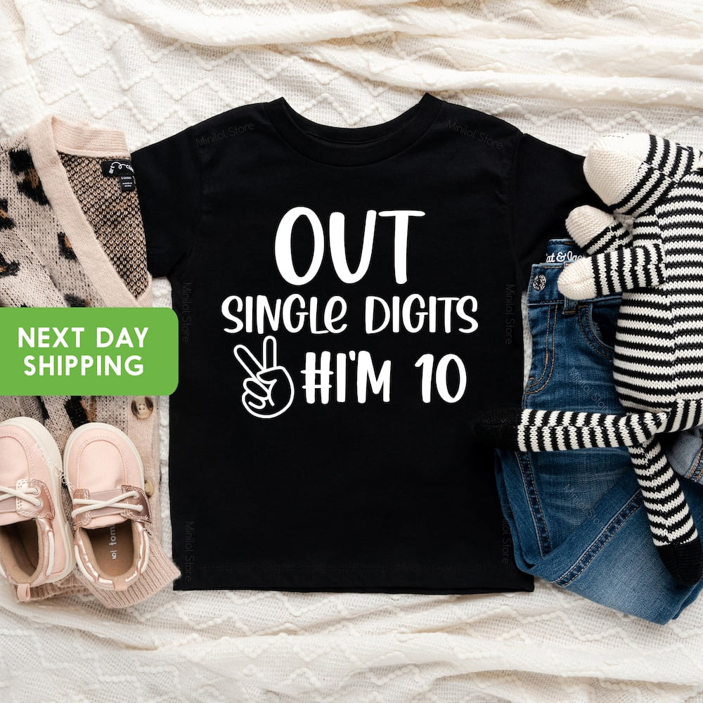 Bella Canvas Double Digits Shirt Girls, 10th Birthday Shirt Girl ...