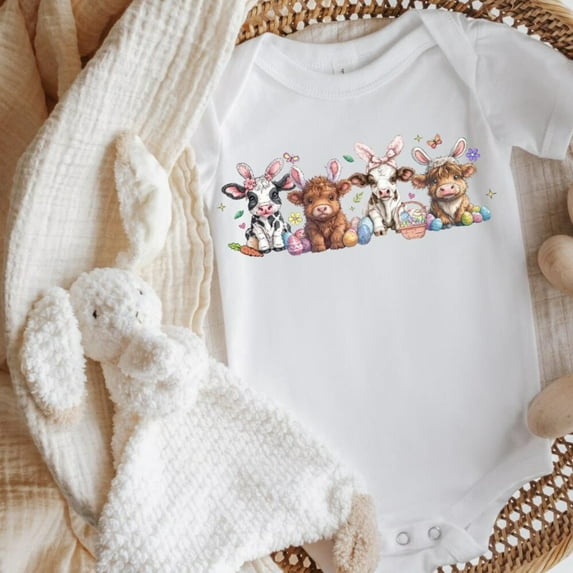 Bella Canvas with Easter Highland Heifer Cow, Girls Easter Farm ...