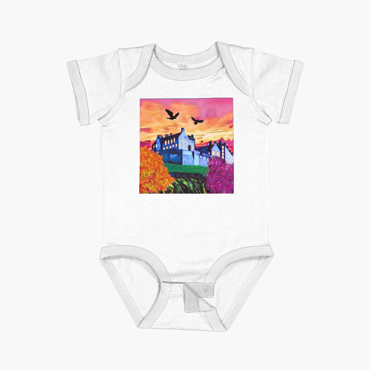 Bella Canvas Edinburgh Castle At Dusk Short Sleeve Baby One-Piece ...