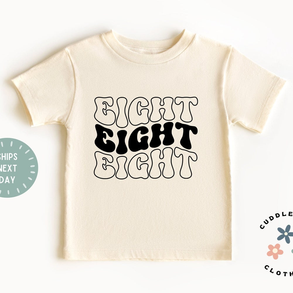 Bella Canvas Eight Kids Birthday Shirt, Wavy Eighth Birthday Tee Boy ...