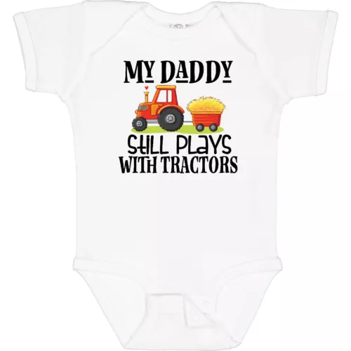 Bella Canvas Farming Daddy Plays With Tractors Infant Creeper Tractor Dad Childs Baby Bodysuit ...