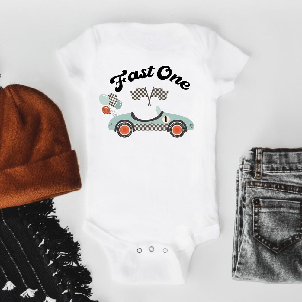 Bella Canvas with Fast One, First Birthday Baby Outfit, Race Car Birthday Shirt, Birthday Boy ...