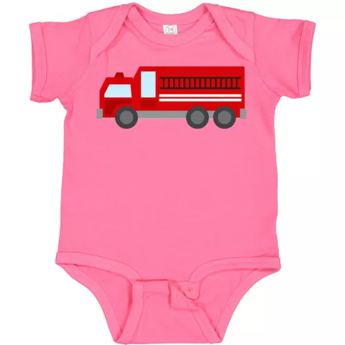 Bella Canvas Fire Truck (Red) Baby Bodysuit Firetruck Firefighter ...