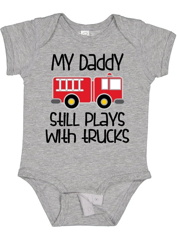 Bella Canvas Firefighter Daddy Plays with Trucks Boys or Girls Baby Bodysuit - Walmart.com