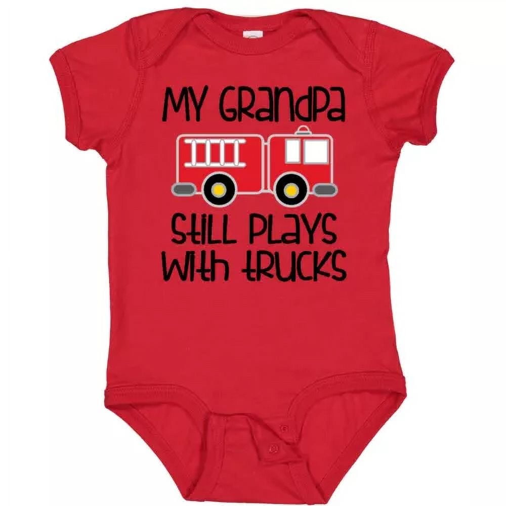 Bella Canvas Firefighter Grandpa Plays With Trucks Baby Fireman Childs Hws Bodysuit - Walmart.com