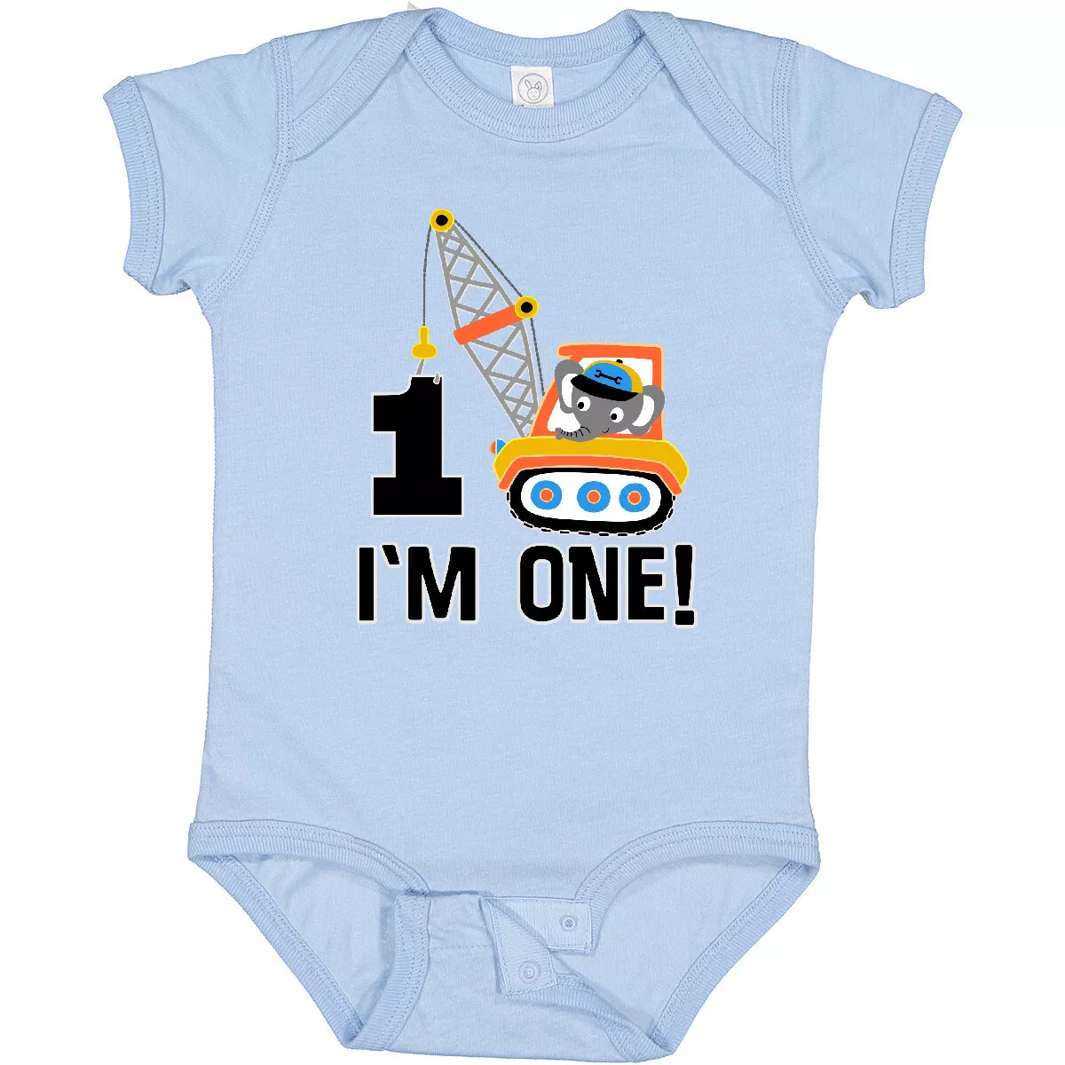 Bella Canvas First Birthday Construction Truck 1 Year Old Infant Creeper Crane Hws Baby Bodysuit ...