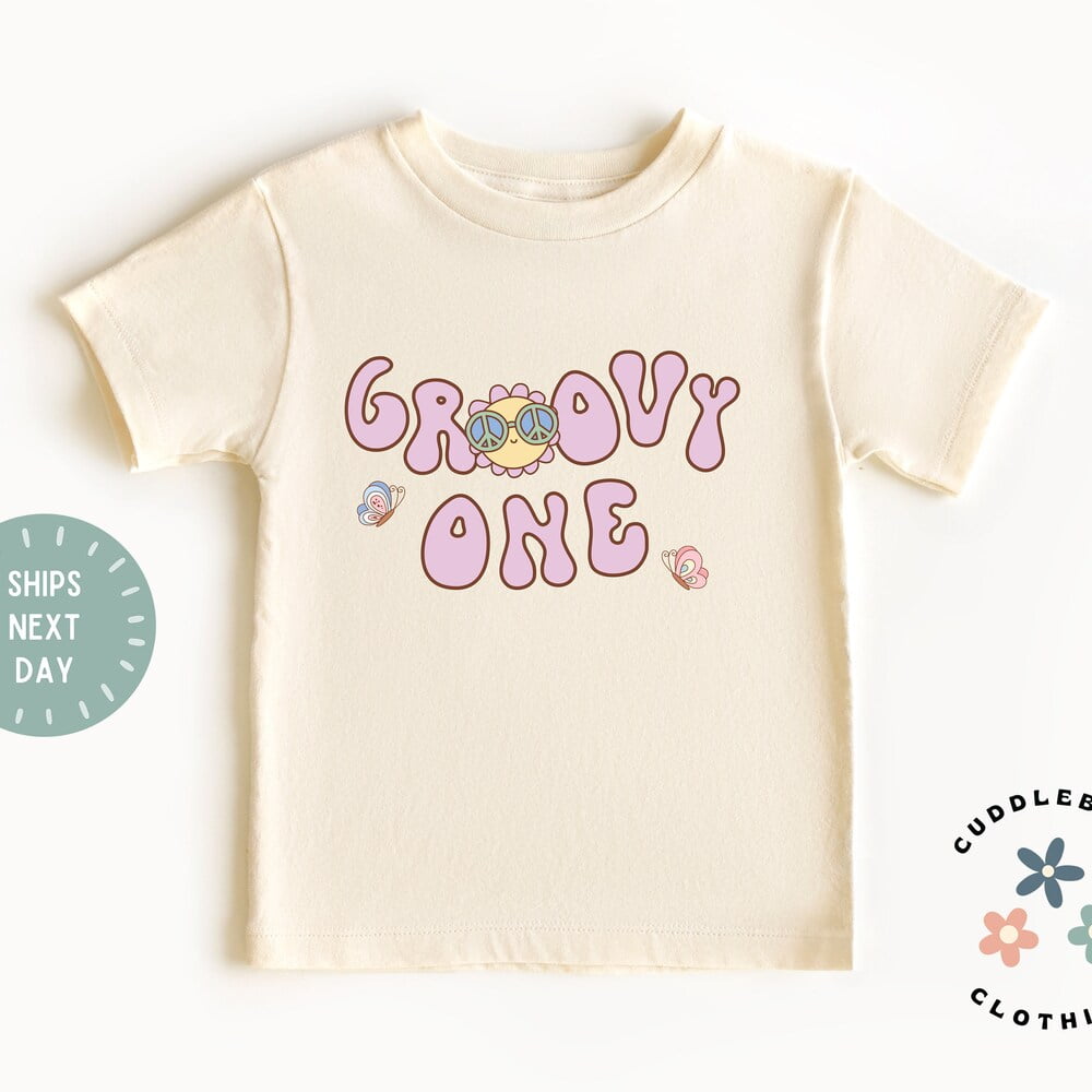 Bella Canvas First Birthday Shirt, Groovy One Retro Butterfly Sun One ...