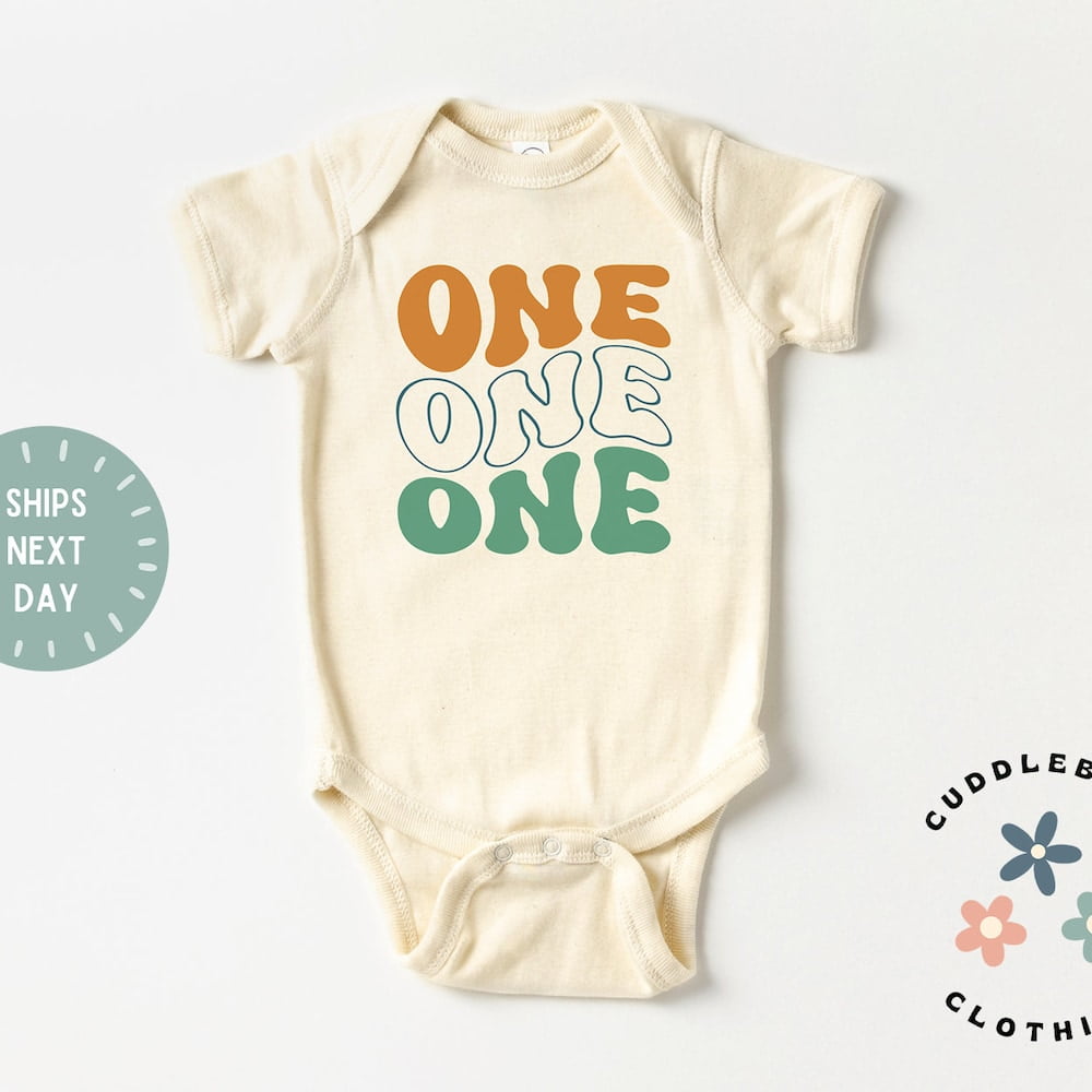 Bella Canvas with First Birthdays - Retro Boho One Year Birthday - One Year Old - One Birthday ...