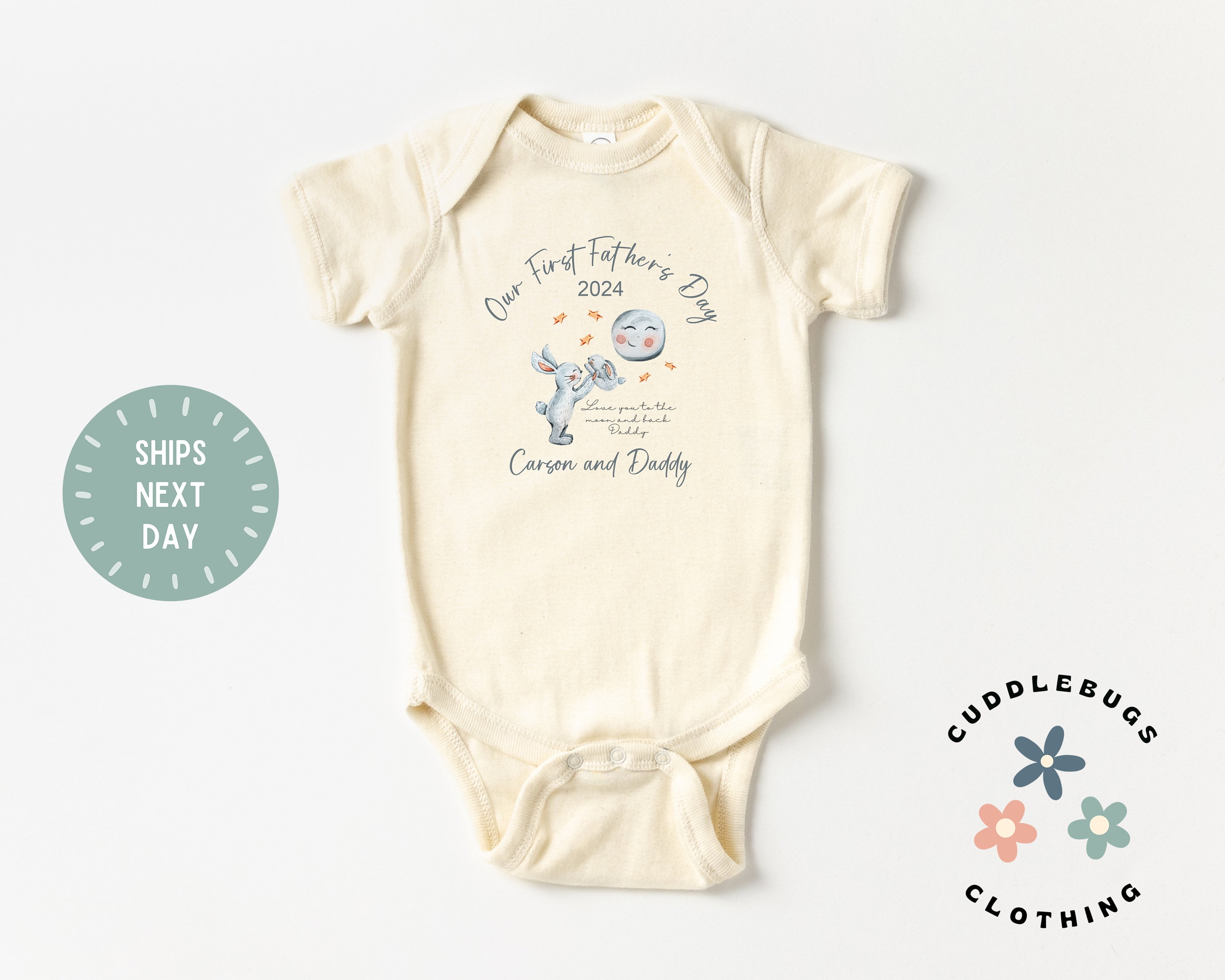 Bella Canvas with Our First Father'S Dady, Love You To The Moon Bunny, First Father'S Day Unisex ...