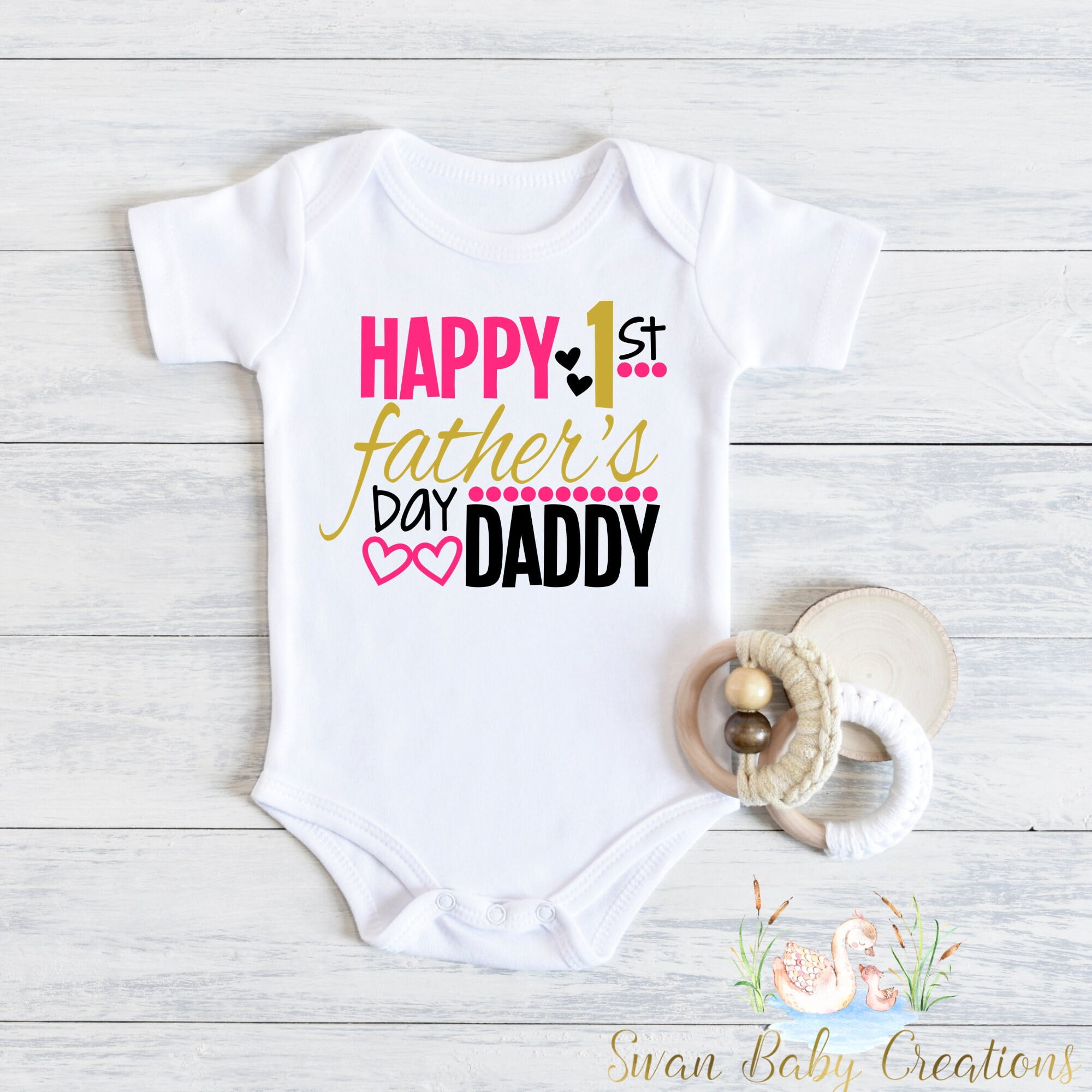 Bella Canvas with First Fathers Day Baby Happy Fathers Day Baby Girl Fathers Day Baby Boy ...