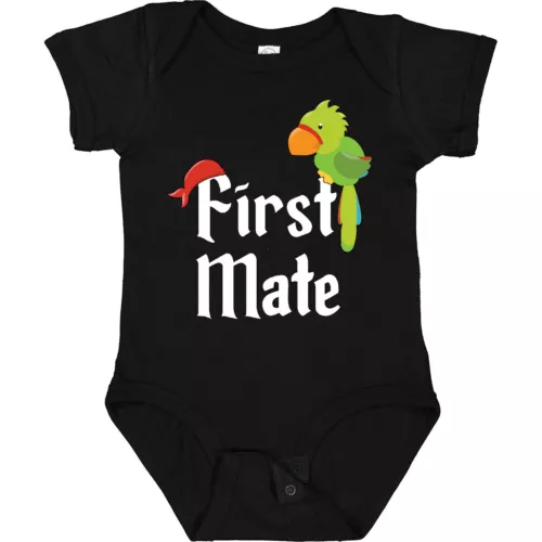 Bella Canvas First Mate Pirate With Parrot And Bandanna Baby Bodysuit ...